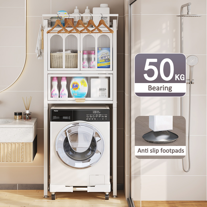 SimpleJoy Washing Machine Rack With Drying Rack Washer Shelf with Cover ...