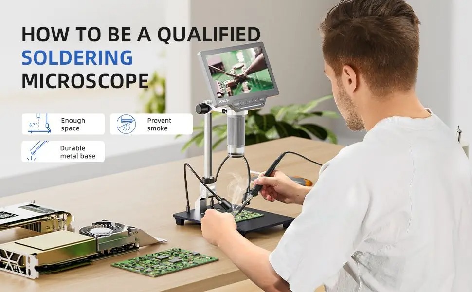 TOMLOV DM201 SE upgraded Digital Microscope USB 7 Inch Large Color LCD ...