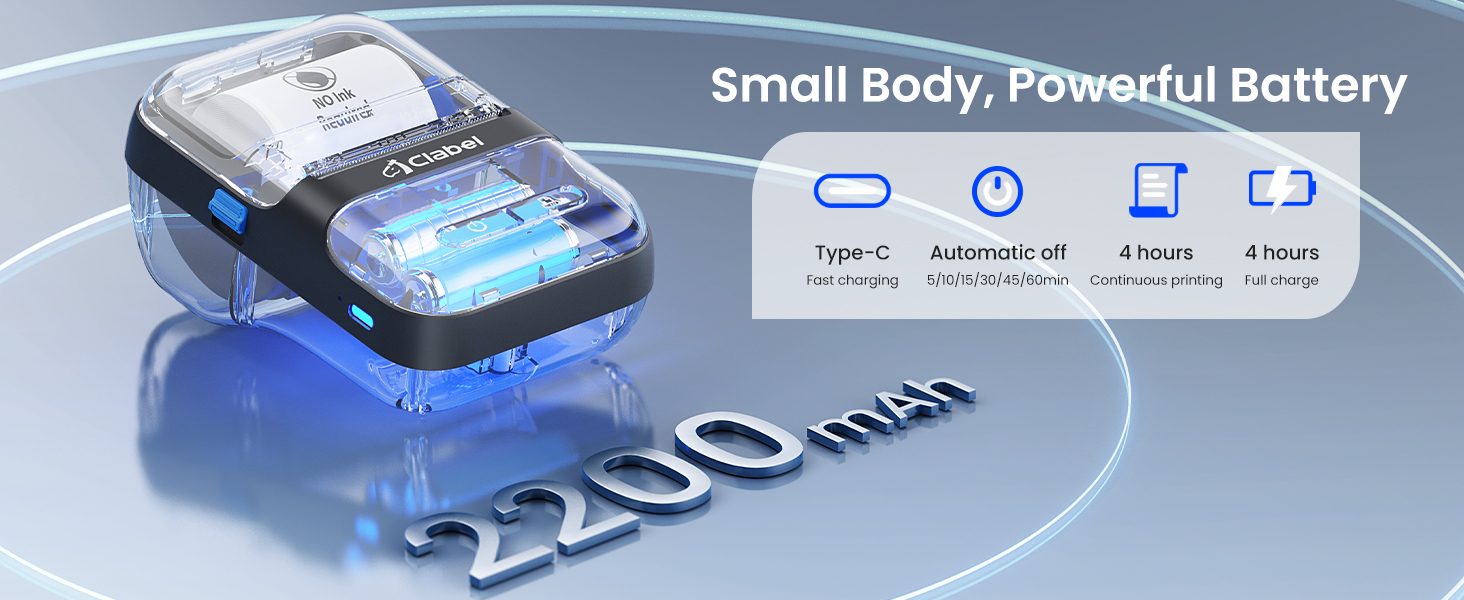 CLABEL 220B Label Printer Portable, Mini Printer Bluetooth, Label Maker ...