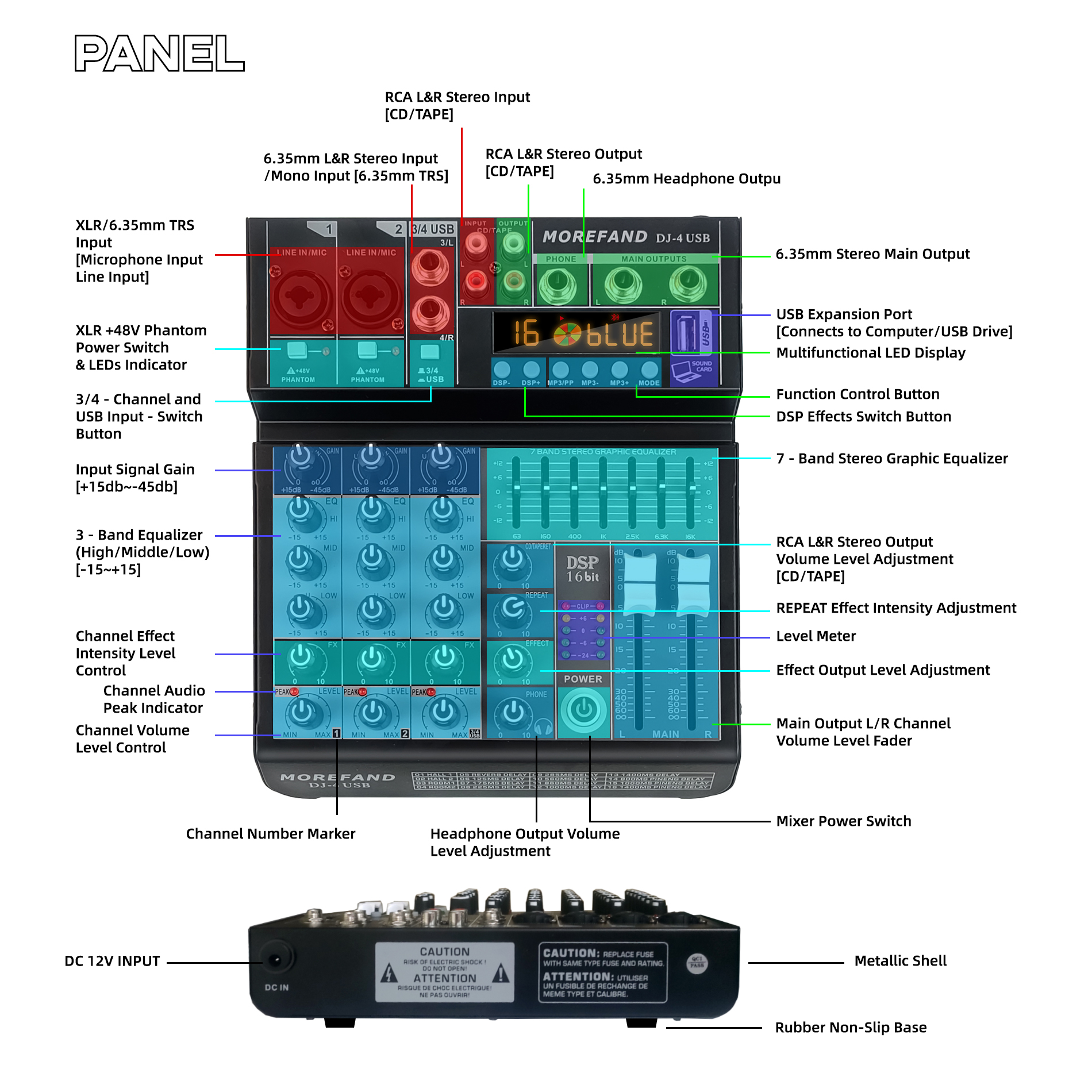 MOREFAND Bluetooth USB 8 Channel Series Stereo Mixer DJ08BT | Shopee Malaysia