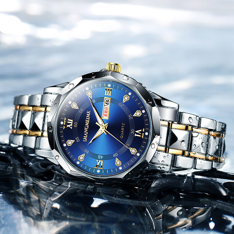 Classic Men's Quartz Watch - Business Casual Style with Studded Steel ...