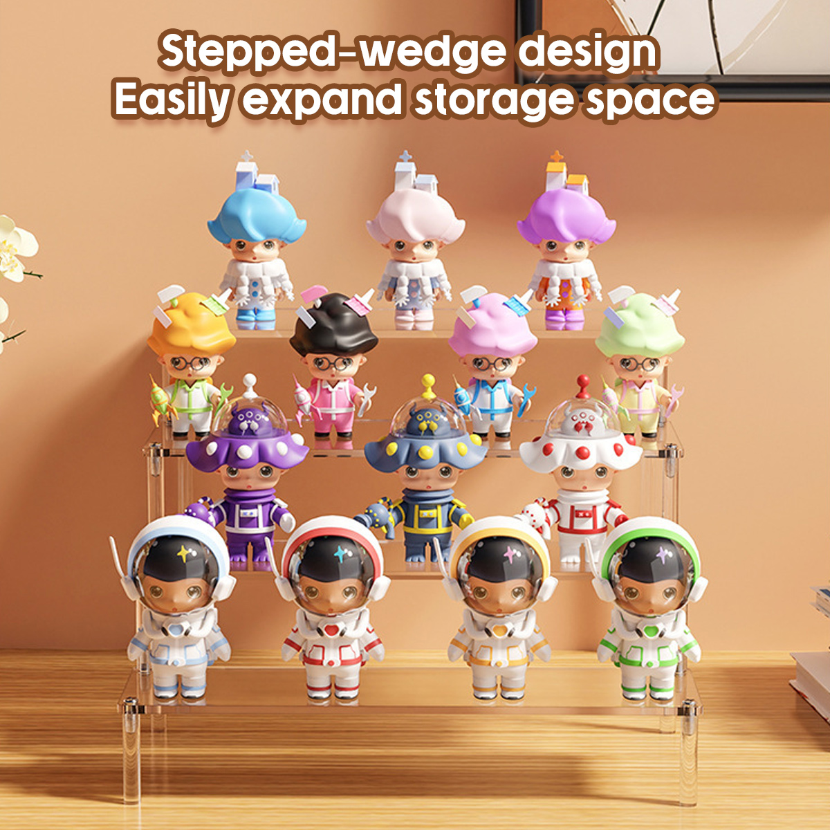 3/4 Tier Wooden Acrylic Display Stand Toy Cosmetics Showcase, Acrylic ...