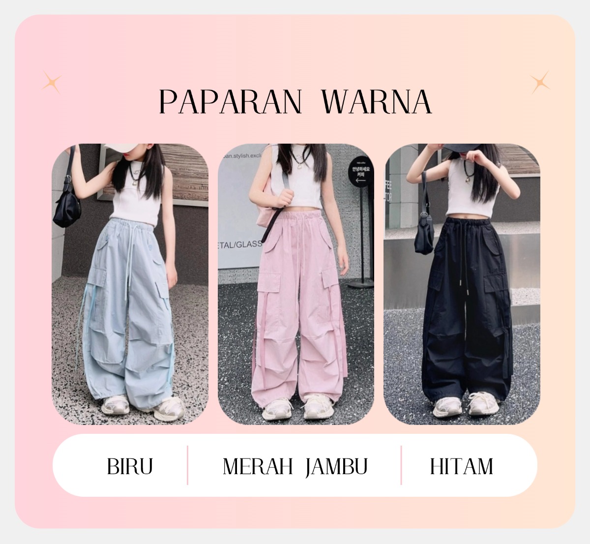 HeyBaby 1-12 Tahun Seluar Cargo Gadis Kanak-Kanak Gaya Korea Seluar ...