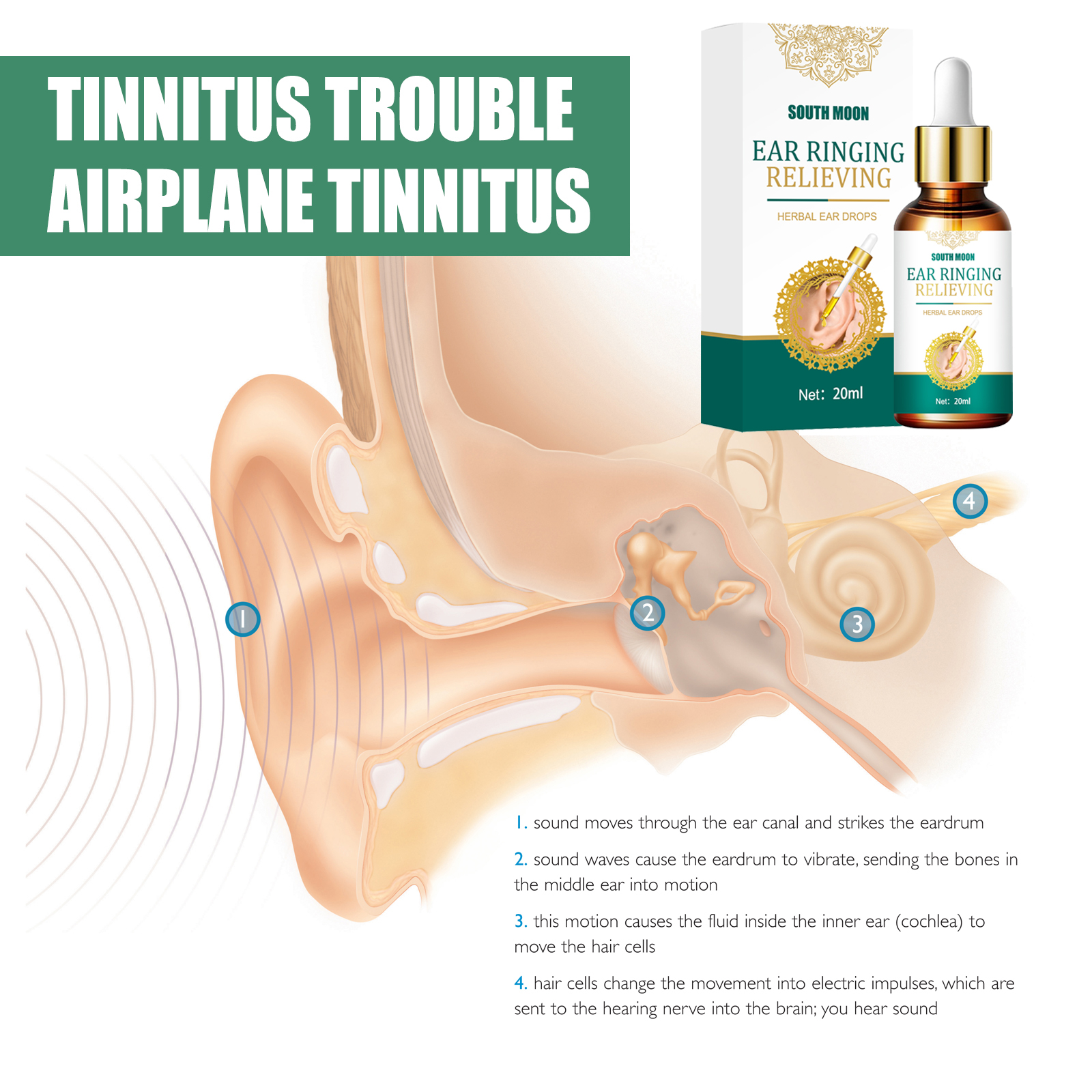 ORIGINAL Tinnitus Liquid Ear Drops Infection Cleaning Liquid Ear ...