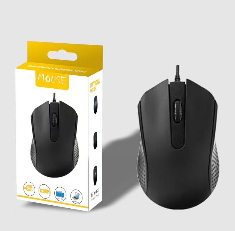 Ae01 Wired USB Optical Ergonomic Matte Mouse for Laptop, Color Box ...