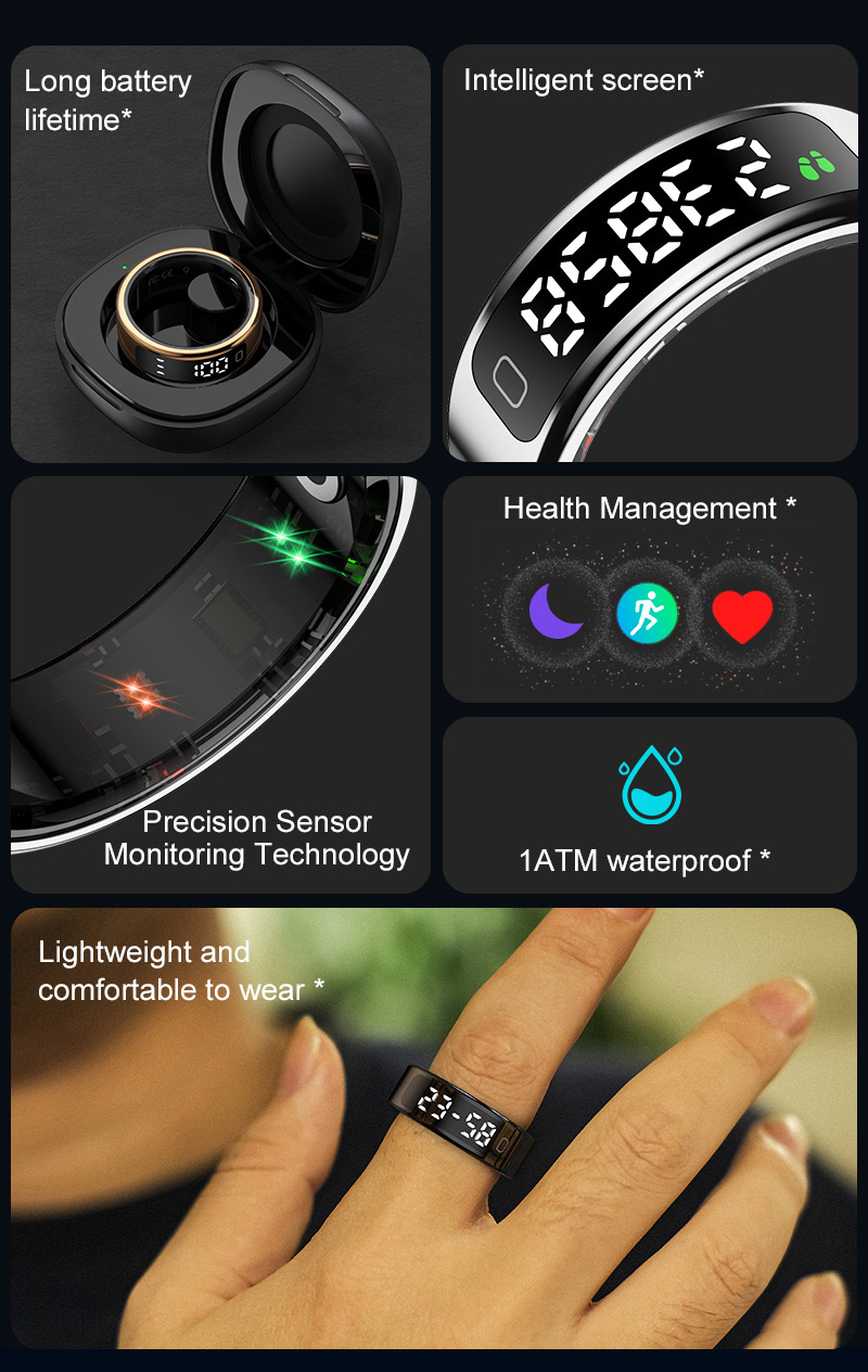 New R11C Display Screen Smart Ring Gesture Swipe Video/Brush Health ...