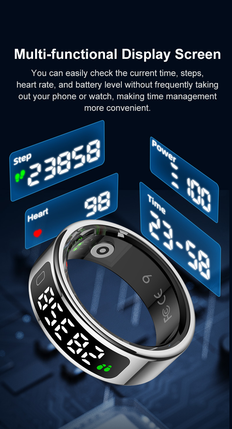 New R11C Display Screen Smart Ring Gesture Swipe Video/Brush Health ...