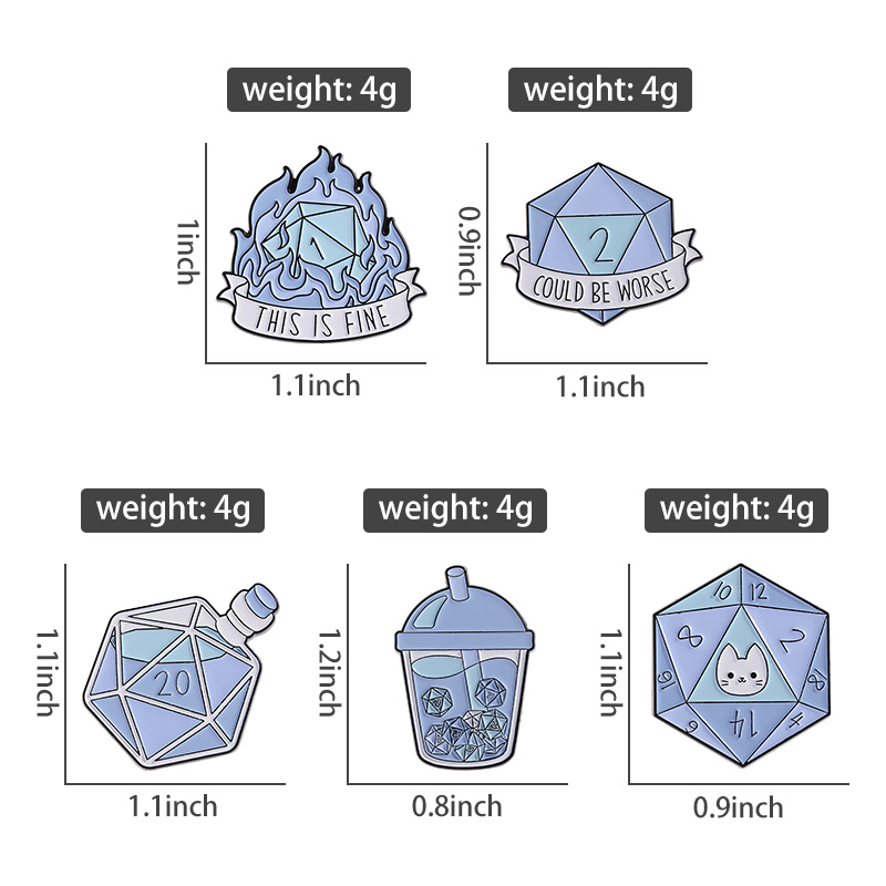 D20 Sided Dice Dungeons and Dragons Enamel Brooches Pin Lapel Pin Funny ...