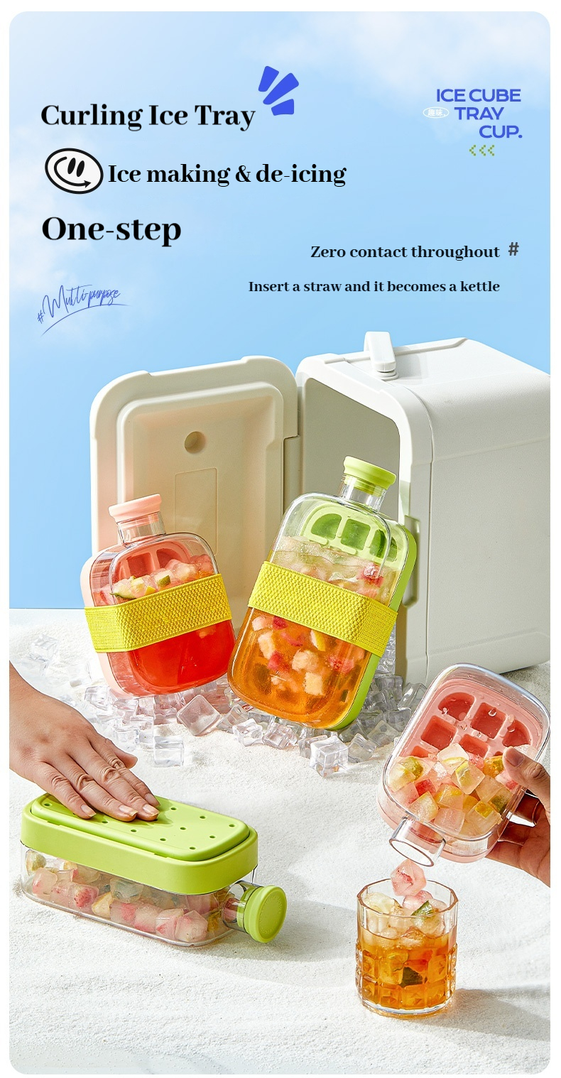 Ice Cube Tray & Maker 800/500ml⚡2-in-1 Leakproof Ais Tray with Lid ...