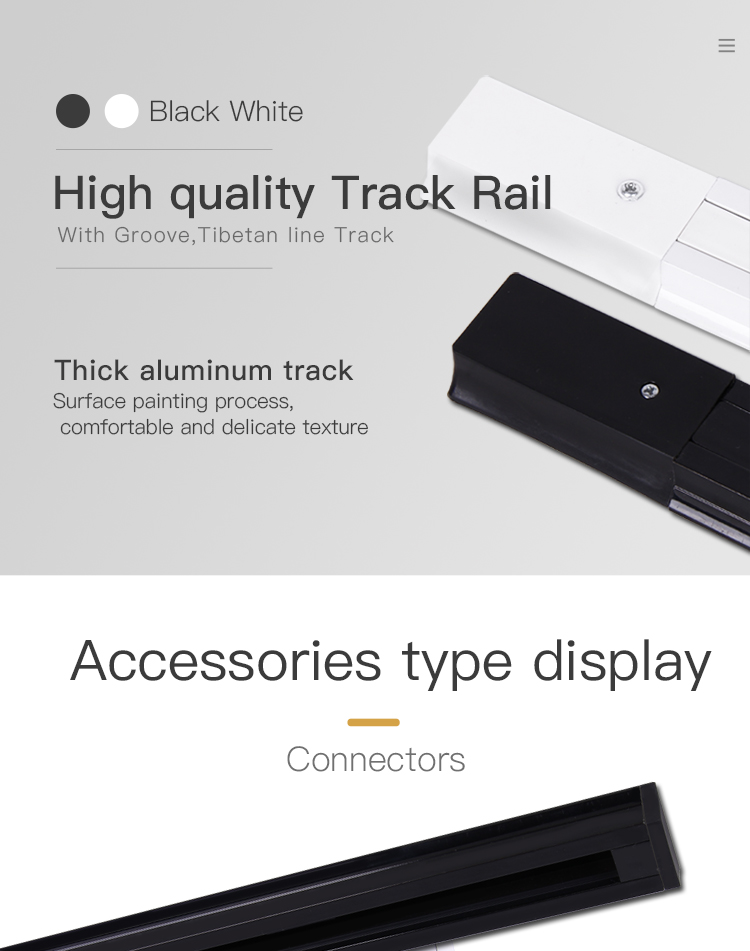 1M Track Light Rail Led track Lamp Accessory Straight Connectors For ...