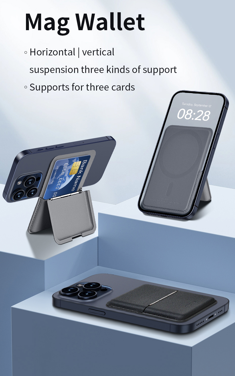 WIWU Strong Magnetic Wallet with stand function for Phone Wallet with 3 ...