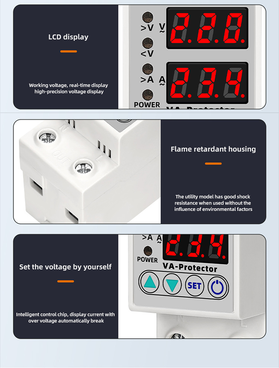 Power Protection Device 220V 63A Digital Display Intelligent Adjustable ...