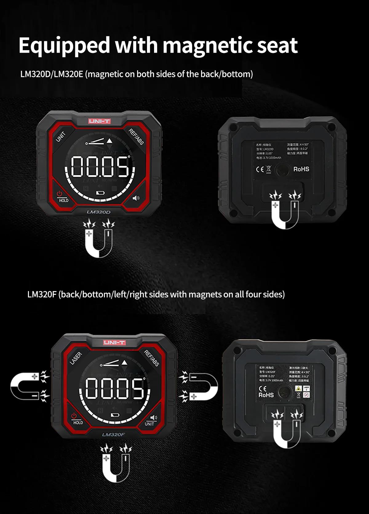 UNI-T Digital Inclinometer Magnetic LM320D LM320E LM320F Laser Angle ...