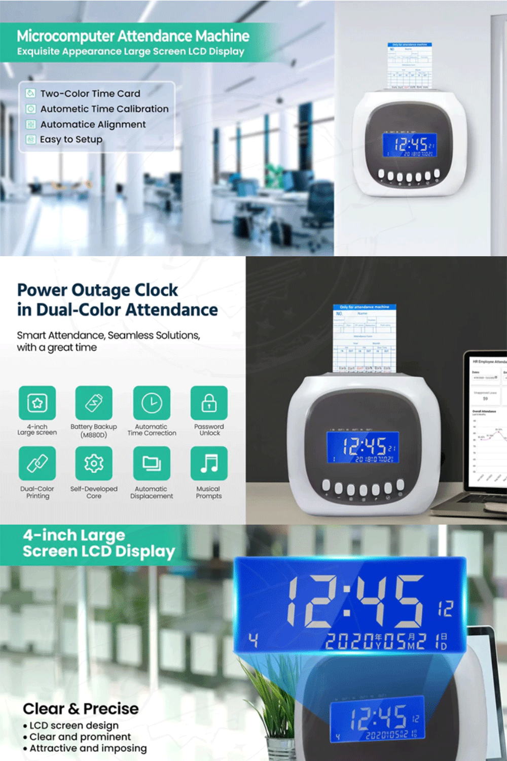 Office Punch Card Machine Color Attendance Machine Time Recorder DK ...
