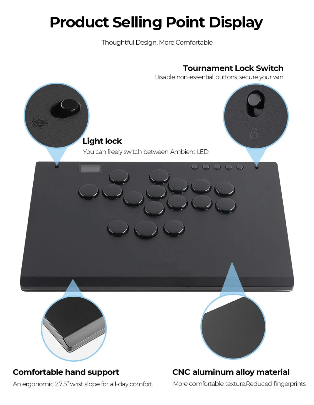 Haute42 M Ultra 16 Aluminium Alloy Hitbox Leverless Controller Stickless Arcade Stick For PC ...