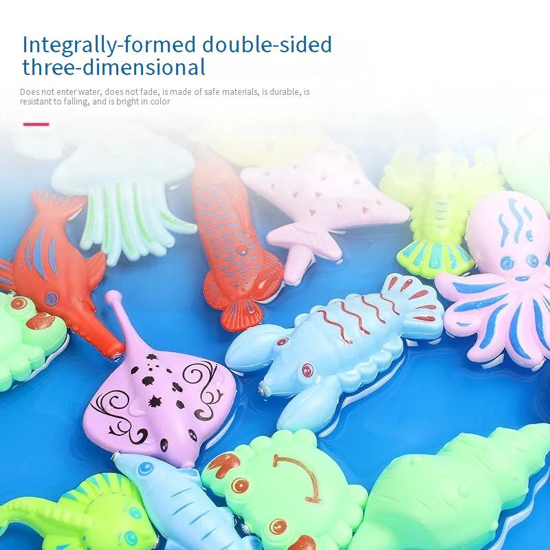 Kids Fishing Toy Set - 50 Plastic Fish & 2 Rods, Interactive Early ...