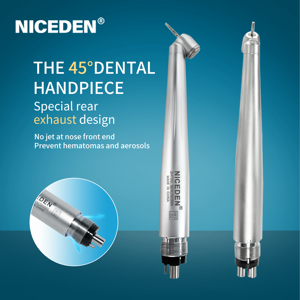 NICEDEN Dental 45° Anti-Backflow LED High-Speed Handpiece Pneumatic ...