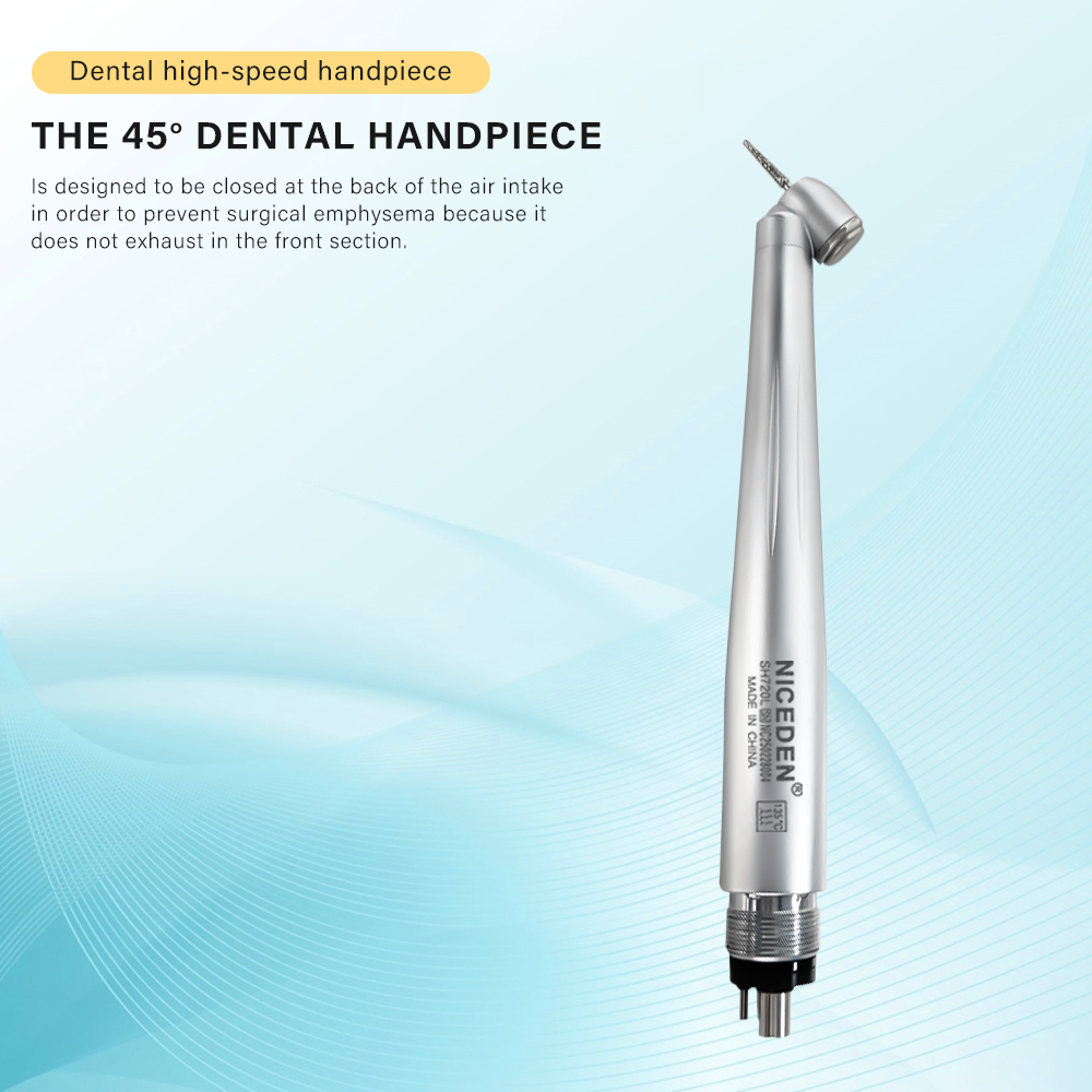 NICEDEN Dental 45° Anti-Backflow LED High-Speed Handpiece Pneumatic ...