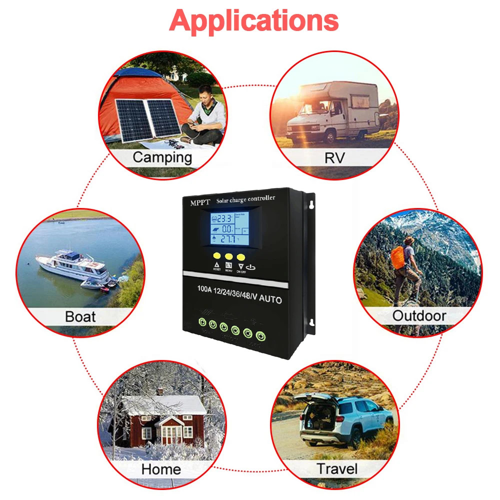 PowMr MPPT 40A/60A/80A/100A Solar Charge Controller 12V/24V/36V/48V ...