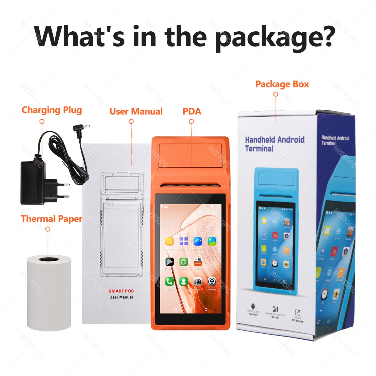 PDA POS Handheld Terminal Android 12 Built-in 58mm Bluetooth Thermal ...
