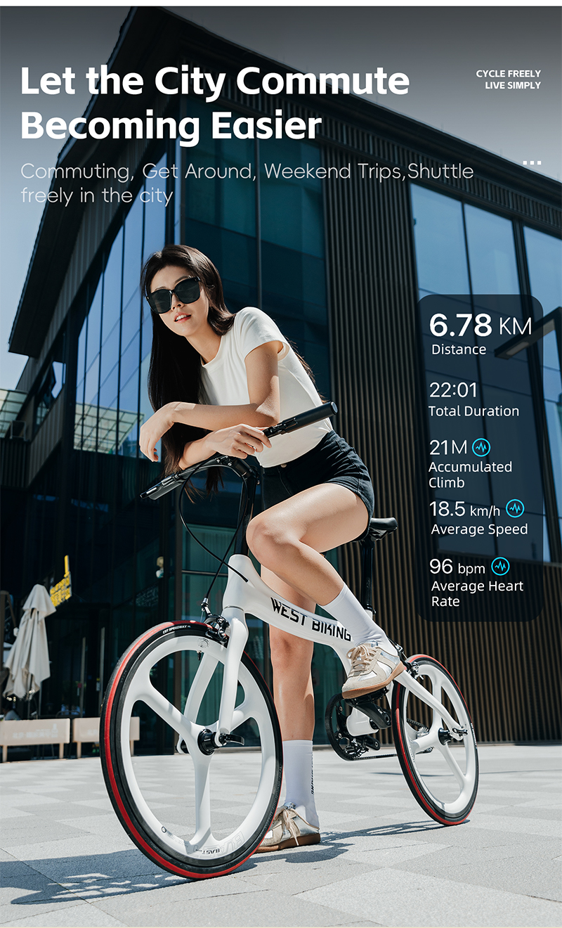 WEST BIKING 20 Inch Bike T700 Carbon Fiber 6.8KG Ultra Light Belt Drive Urban BMX Bike Commuter ...