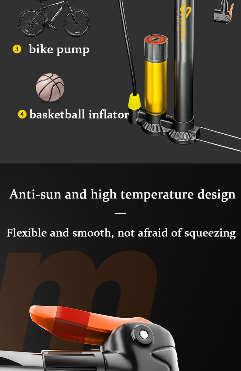 High Pressure Bicycle Pump tyre With Gauge 160 PSI Air Pump for Bike ...