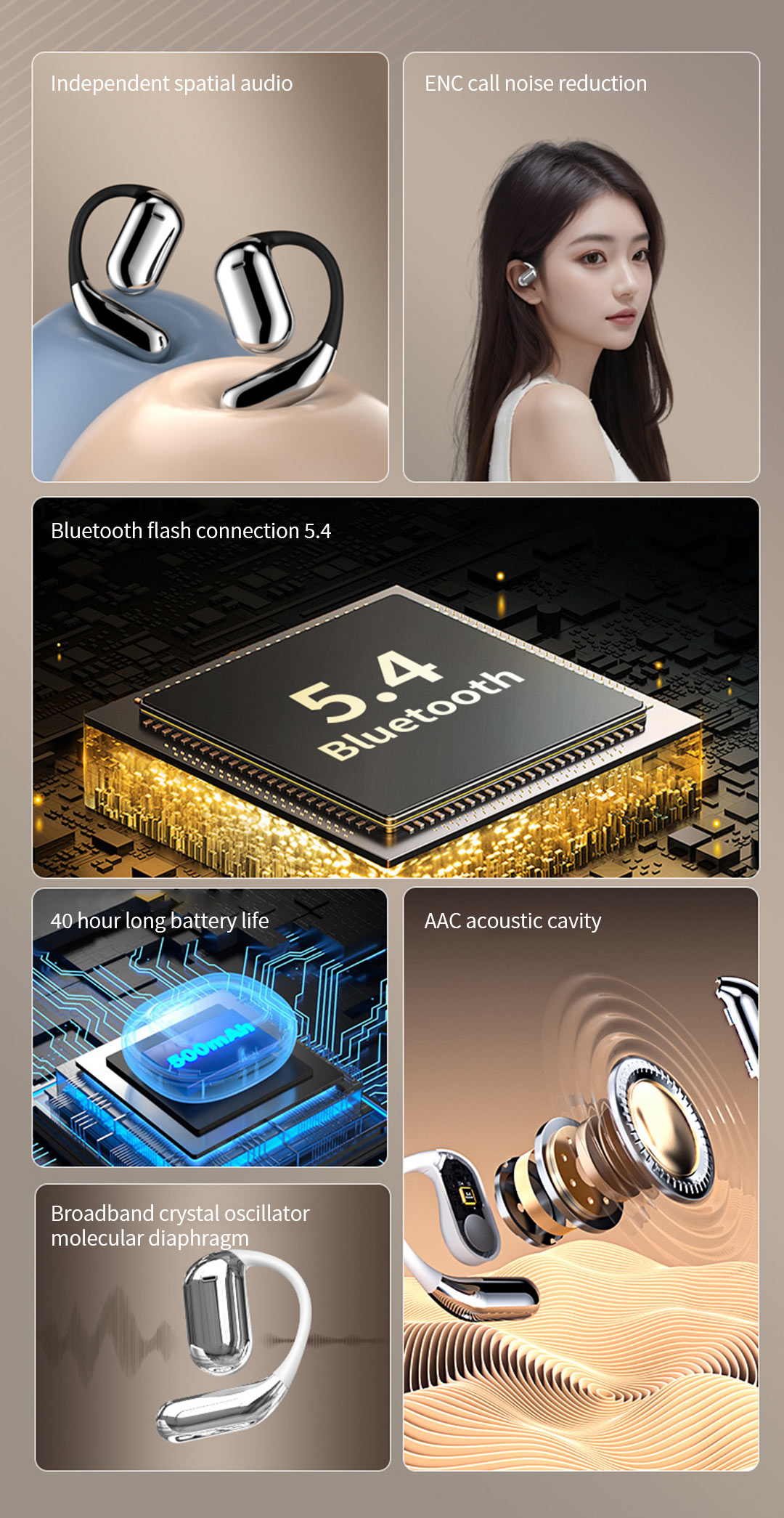 3LIFE Headphone Bluetooth Q16 Pro AI Translation 40Hrs Playtime ...