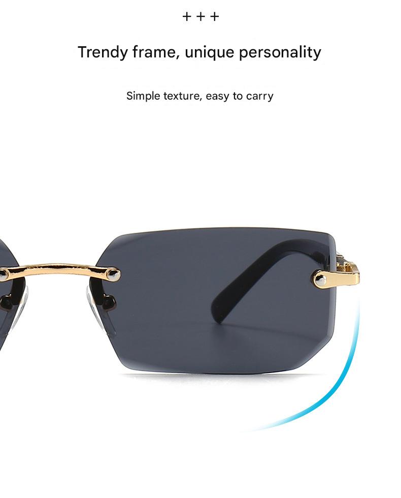 Unisex Rectangle Rimless Sunglasses UV400 Protection Fashion Eyewear ...