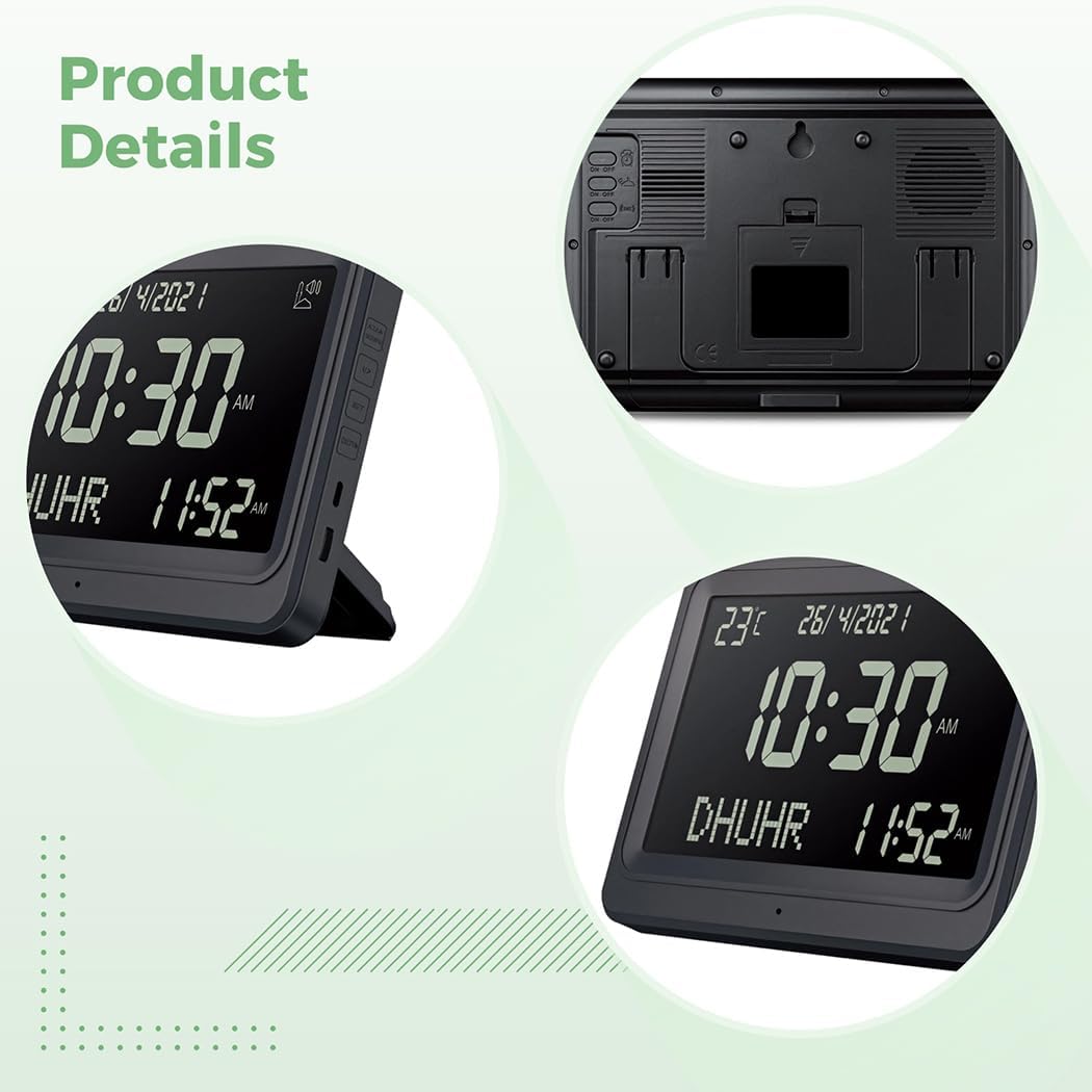 Jam Azan Digital Clock Solat Reminder Hijri Calendar Desktop Wall Mount ...