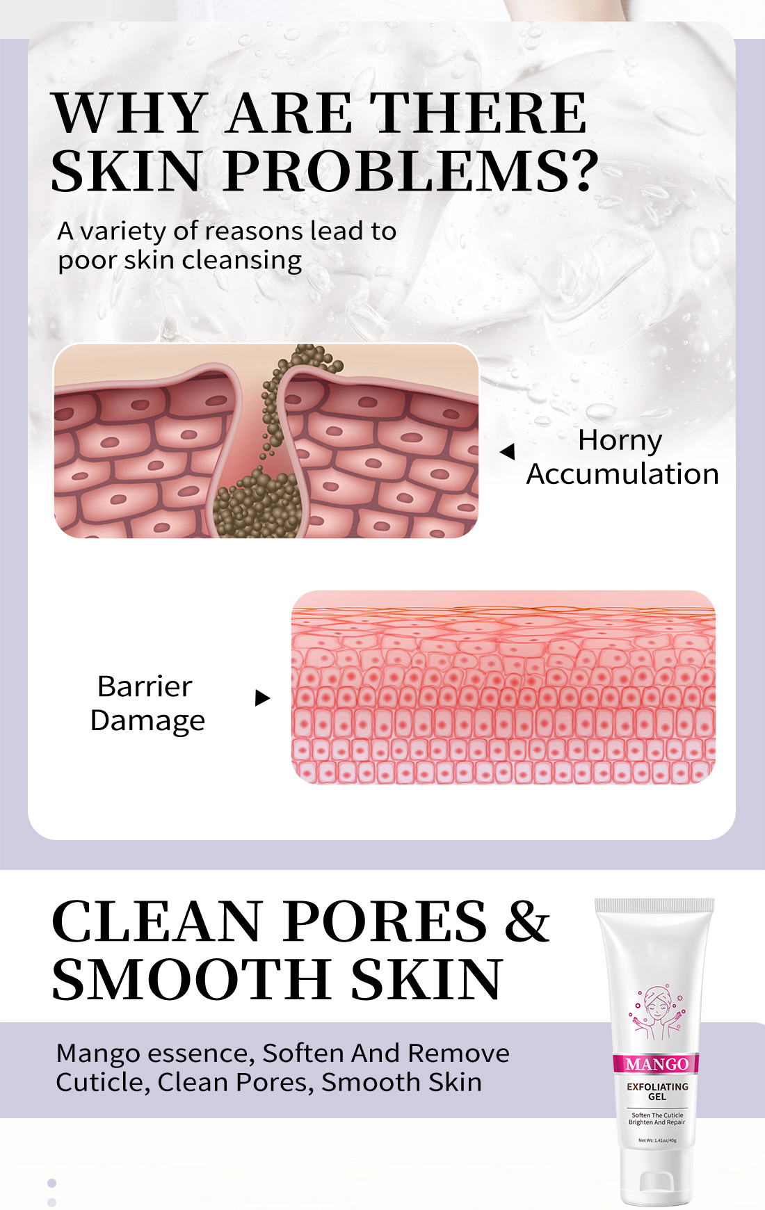 Mango Exfoliating Gel: Deep Facial Cleansing, Mildly Removing Dead Skin ...