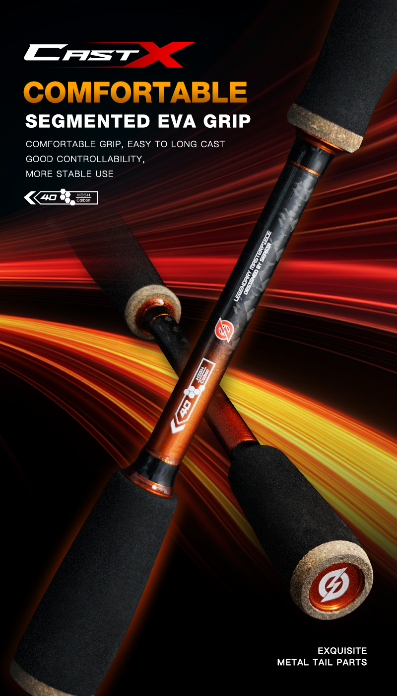 SEASIR Cast X Fishing Rod Carbon Fiber 1.83M-2.1M Zirconia Guide Rings ...