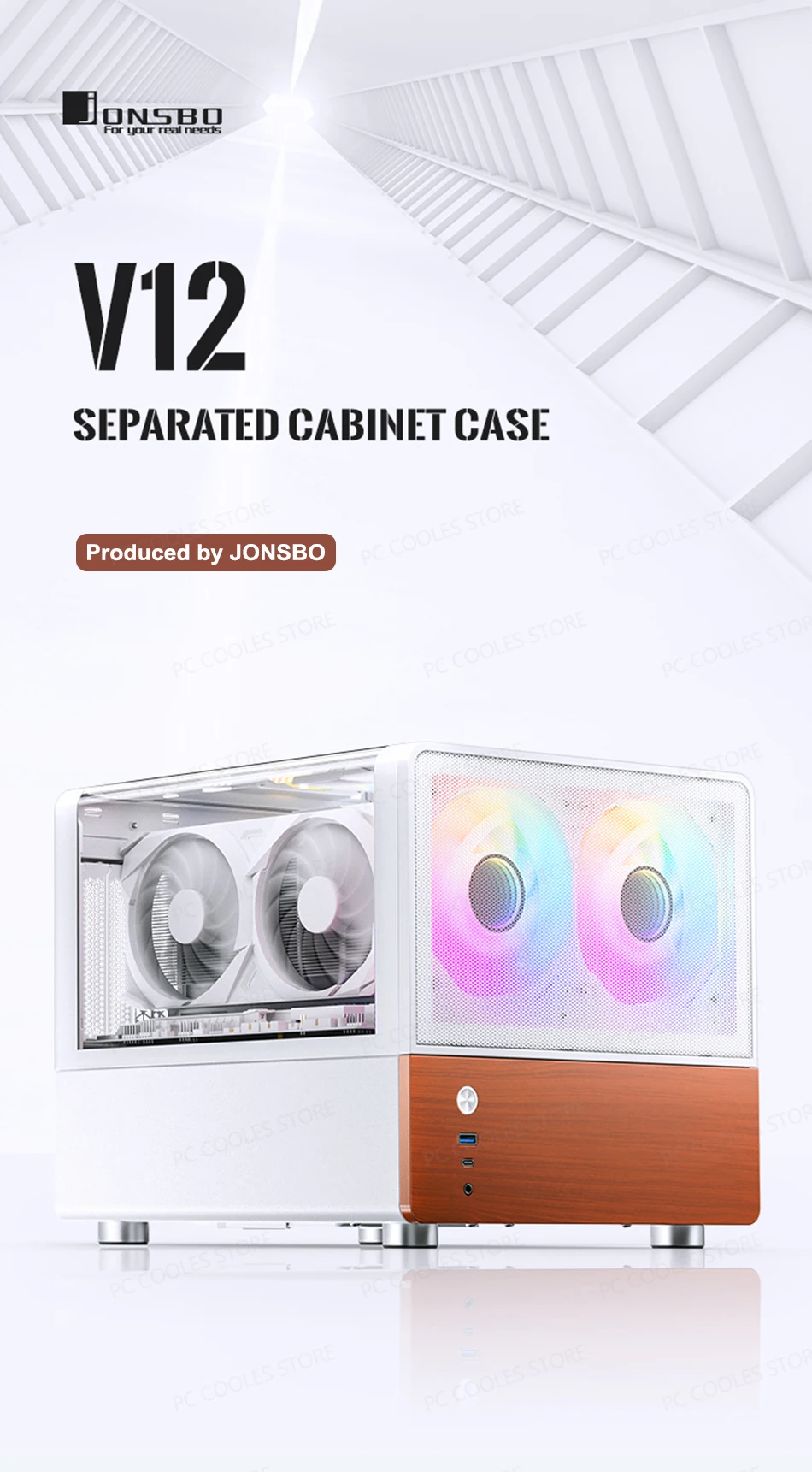 JONSBO V12 MATX PC Case Seaview Room Type-c Interface ATX Power Supply ...