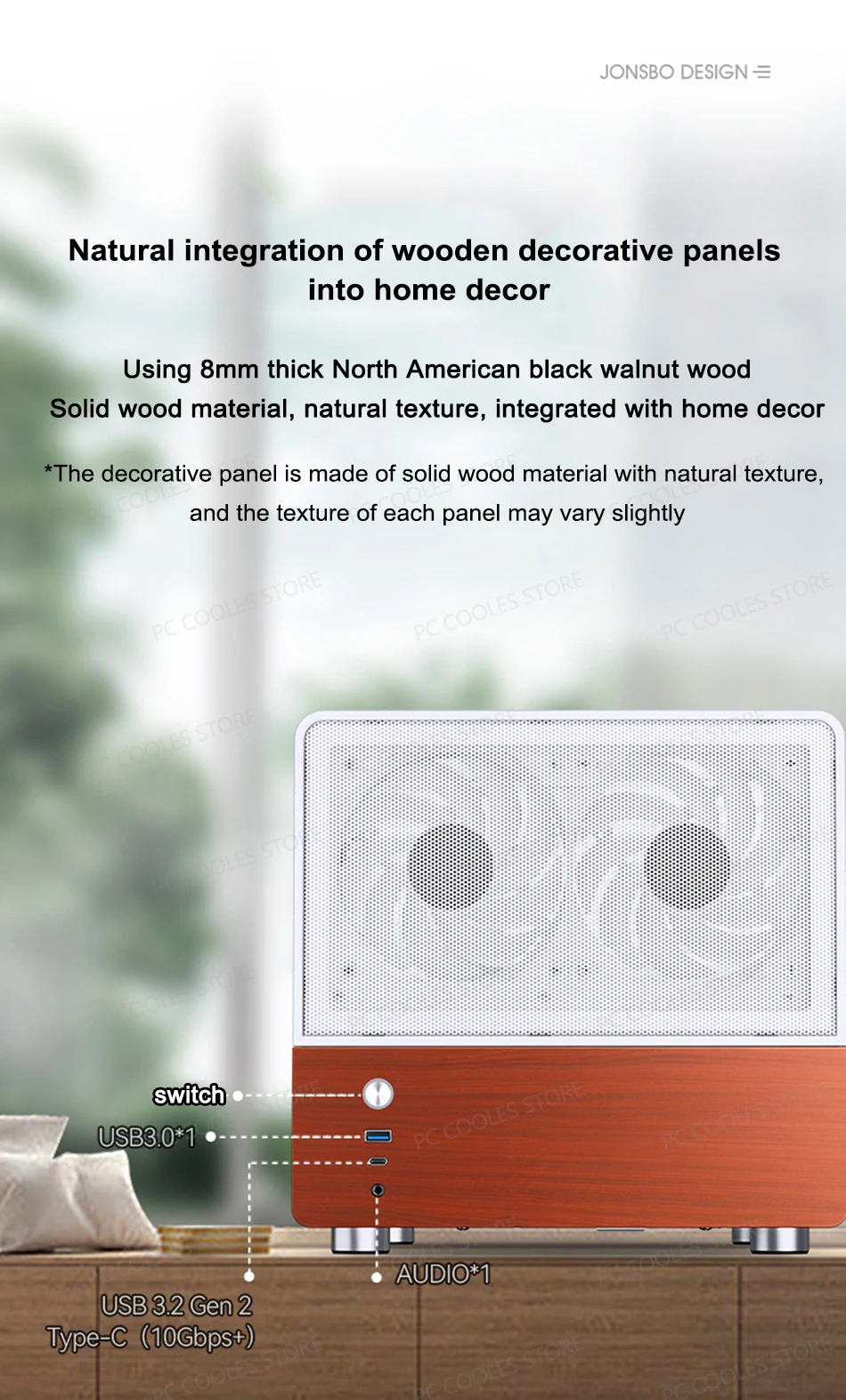 JONSBO V12 MATX PC Case Seaview Room Type-c Interface ATX Power Supply ...