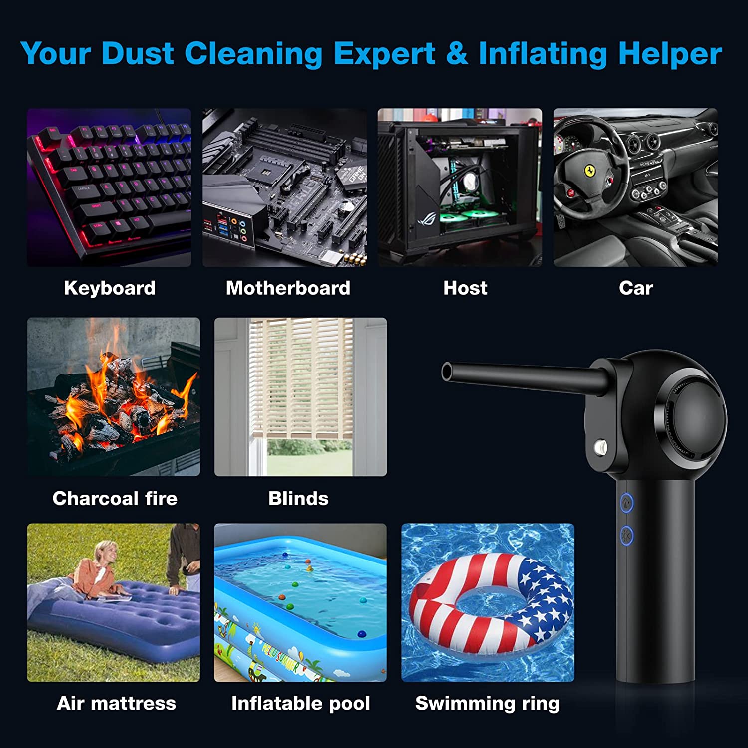 Wireless Air Duster Cordless Air Dust Blower Electric Handheld Air ...