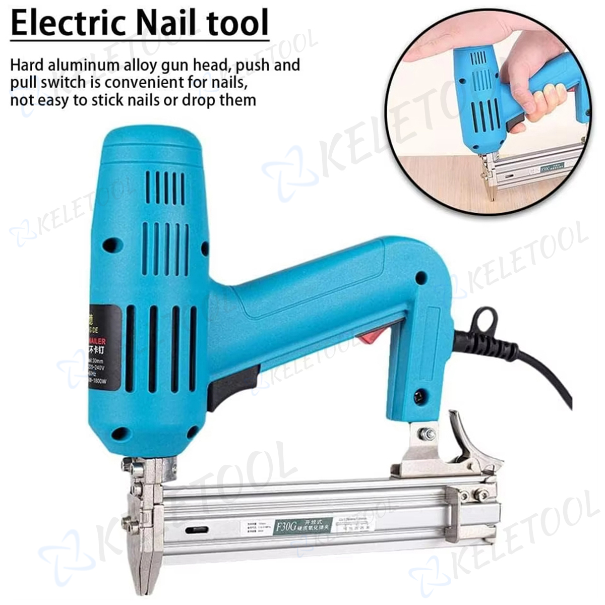 3000W 220V Electric Nail Gun Stapler Gun Heavy Duty Mesin Paku Tembak ...