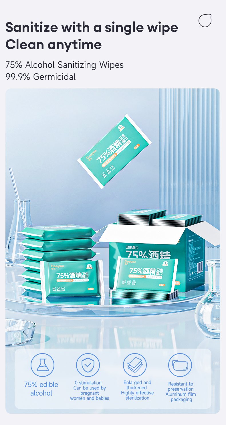 【Ready Stock】Deeyeo 75% Alcohol Wipes Antibacterial Disinfection Tissue ...