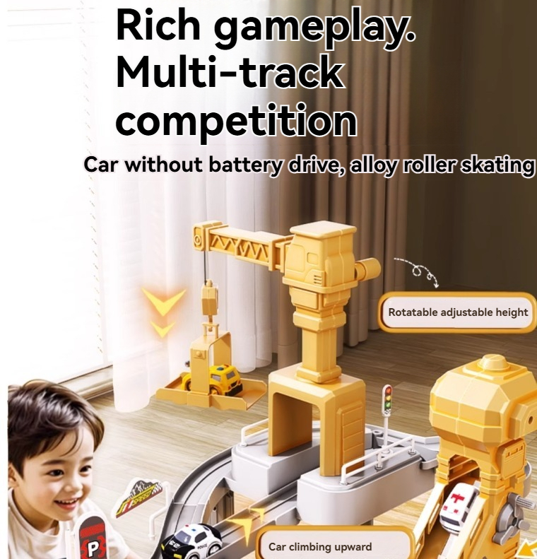 [Qilemeng]Kid Track Car Racing Track Electric Rail Cars 360°Rotation ...