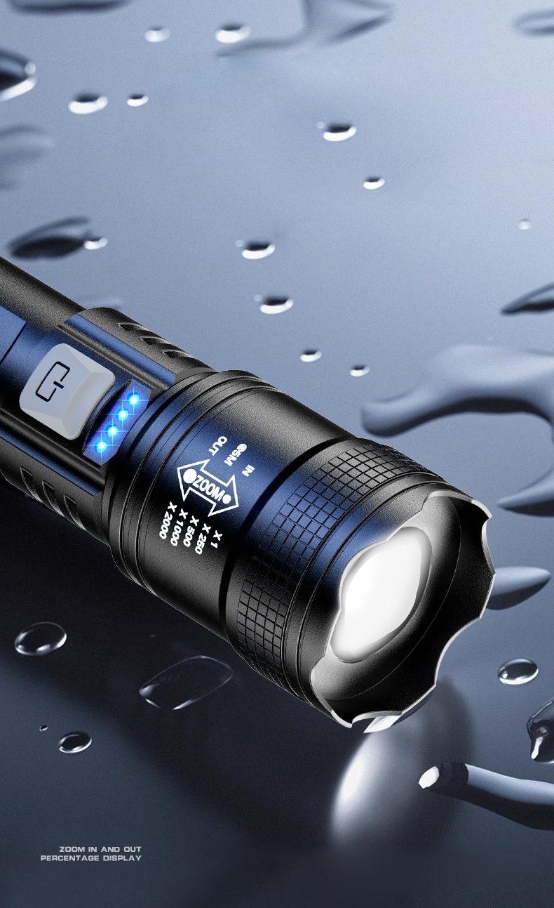 Flashlight with variable zoom USB rechargeable flashlight, super bright ...