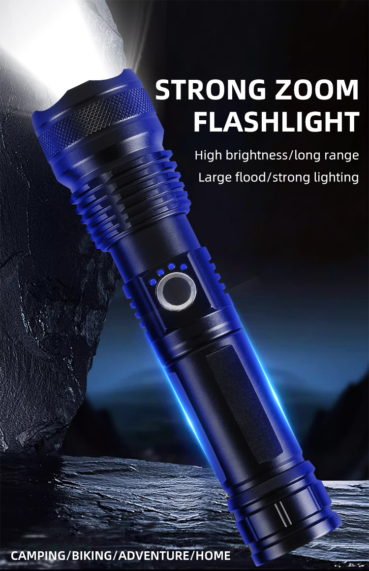 P50 Strong Light Flashlight Telescopic Zoom Outdoor Waterproof ...