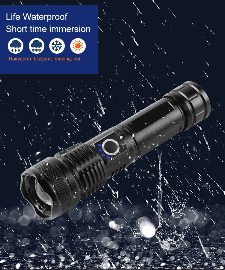 P50 Strong Light Flashlight Telescopic Zoom Outdoor Waterproof ...
