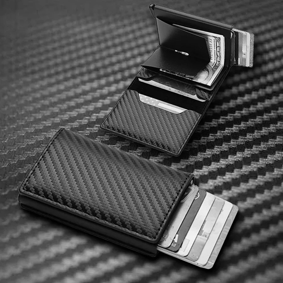 Premium Carbon Fiber RFID Wallet - Anti-Theft Aluminum Alloy Card ...