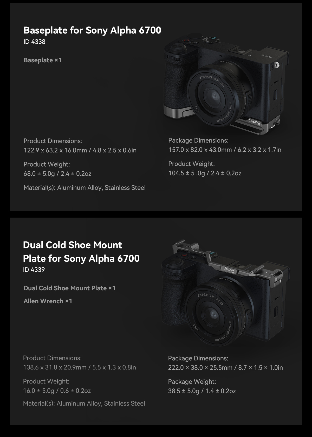 SmallRig A6700 Cage Kit for Sony Alpha 6700 Built-in Quick Release ...