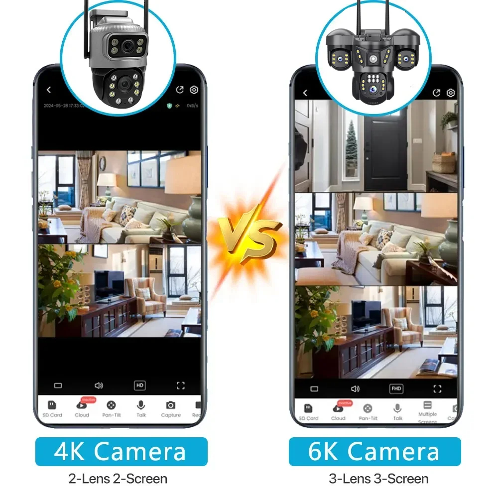 15MP HD Three Screen WIFI IP Camera Outdoor Three Lens 4G Camera Human ...