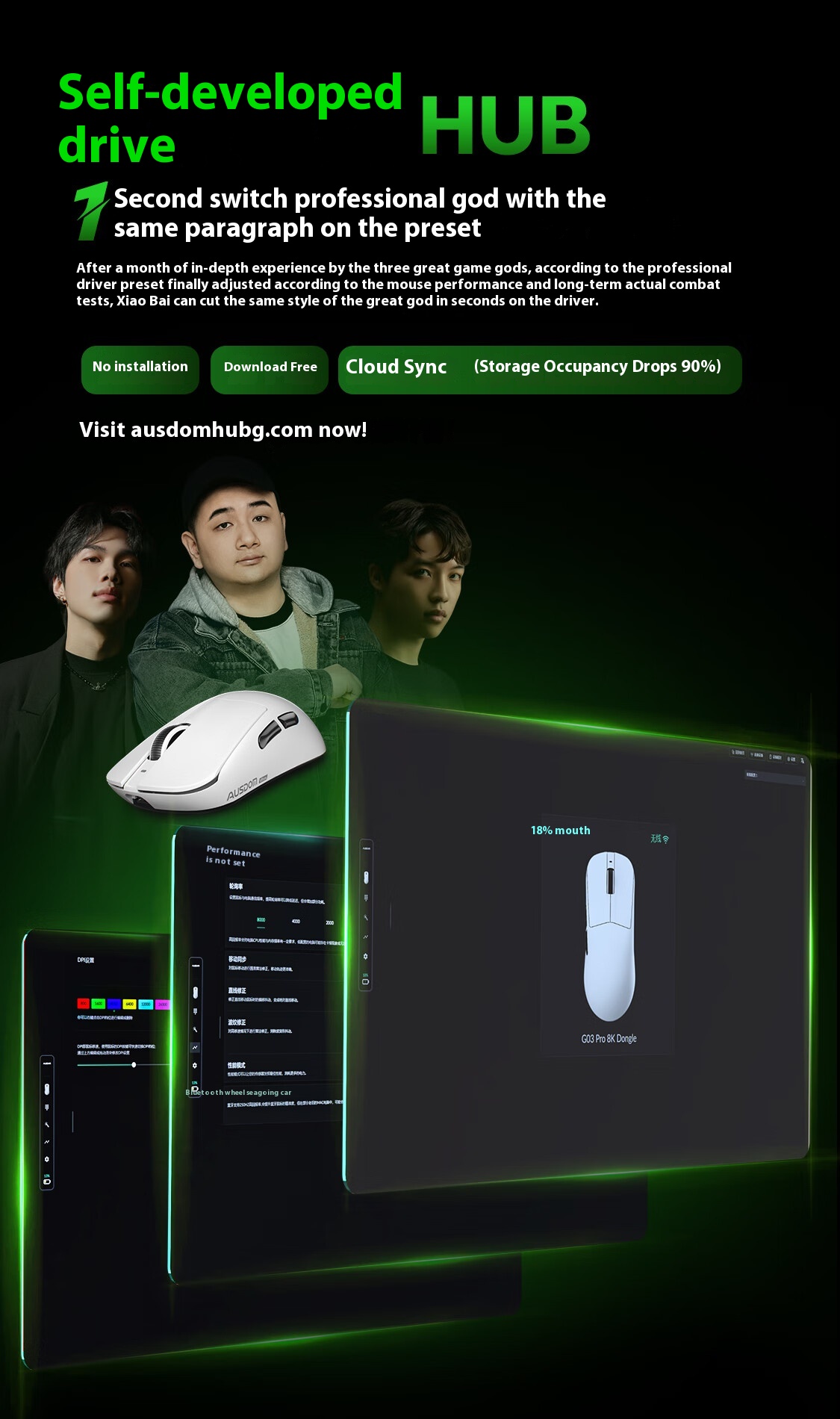 AUSDOM G03 Ultra Wireless Mouse PAW3950 Dual 8K Ultra Low Delay Custom ...