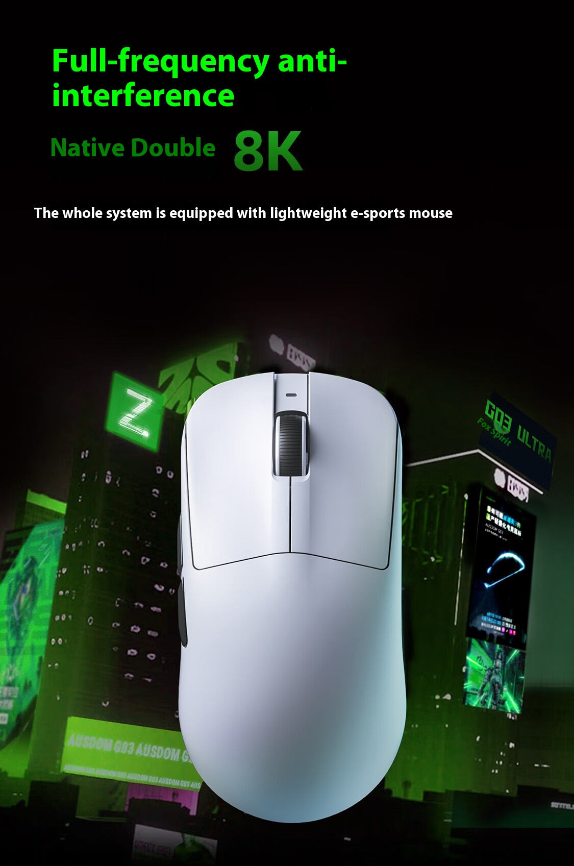 AUSDOM G03 Ultra Wireless Mouse PAW3950 Dual 8K Ultra Low Delay Custom Three Mode Game Mouse ...