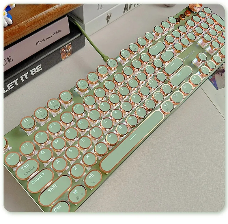 104 Key Circular Keycap Wired Keyboard Punk Mechanical Keyboard ...