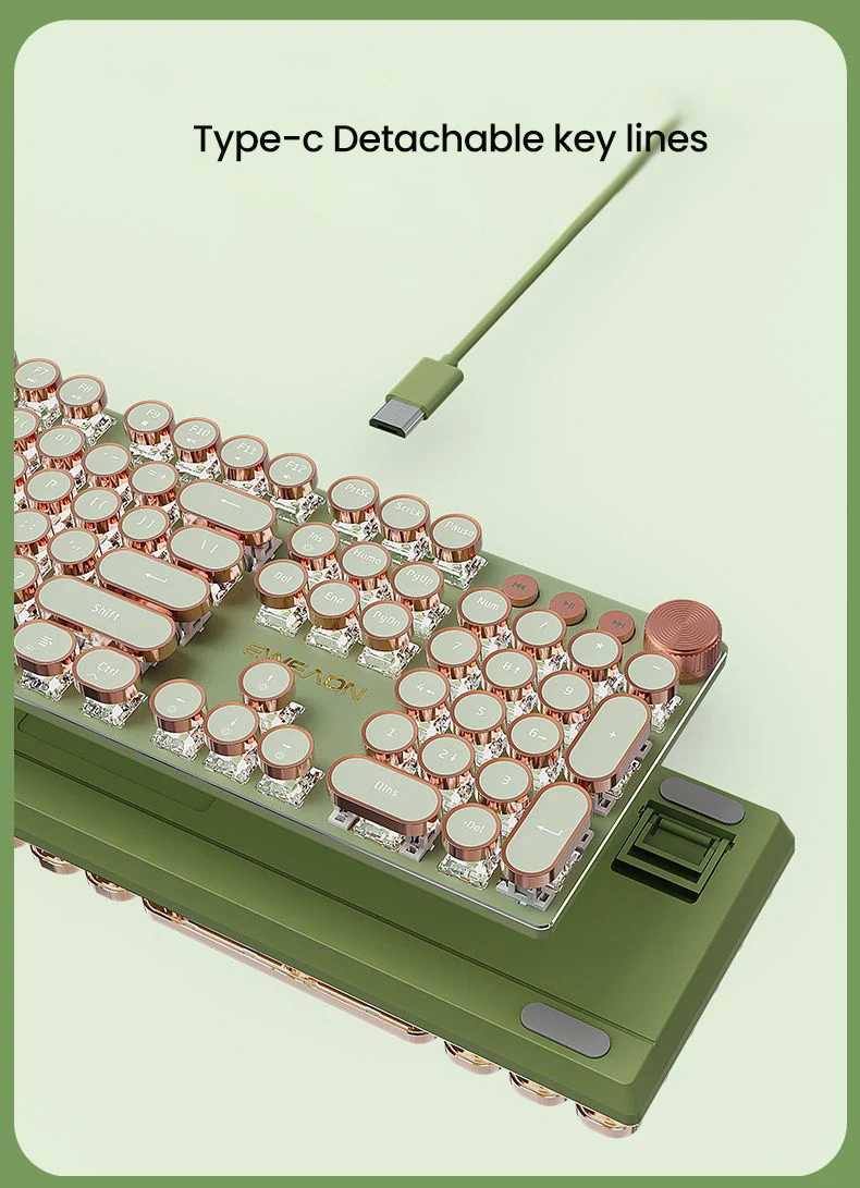 104 Key Circular Keycap Wired Keyboard Punk Mechanical Keyboard ...