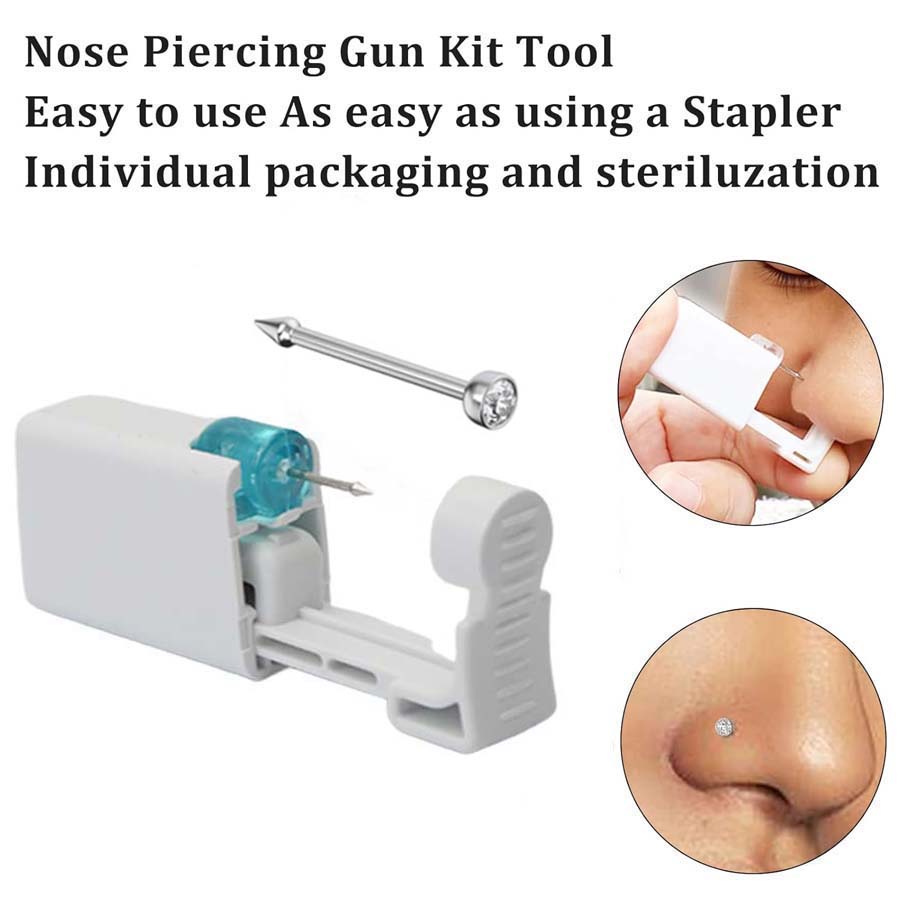 Stainless Steel Nose Piercing Gun Ear Hole Punch Tool For Ear Cartilage ...