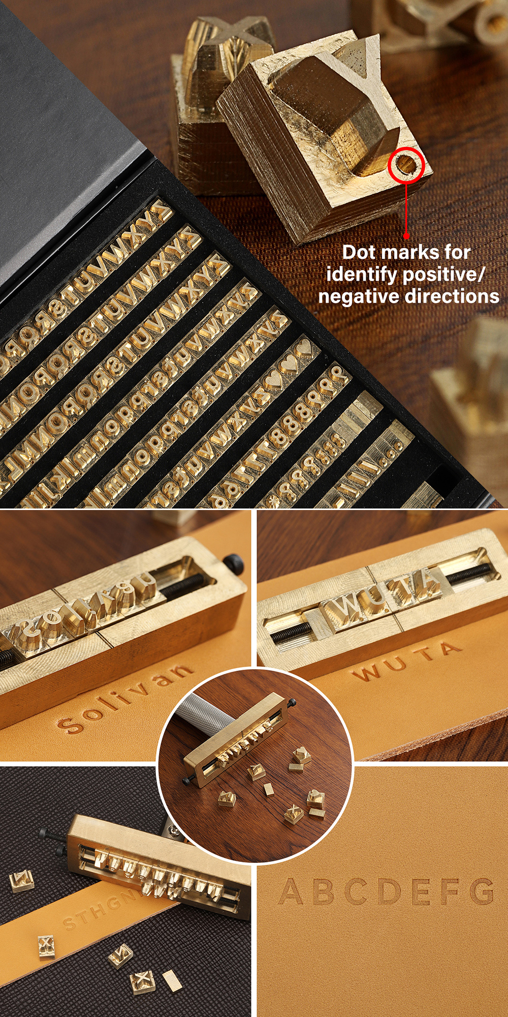 WUTA Brass Letters Number Symbols Stamp Set for Leather Alphabet ...