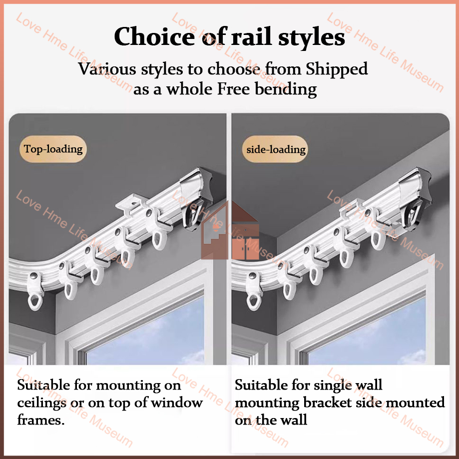Curtain rail Flexible Curtain Track Side Mounted Soft Track partition ...